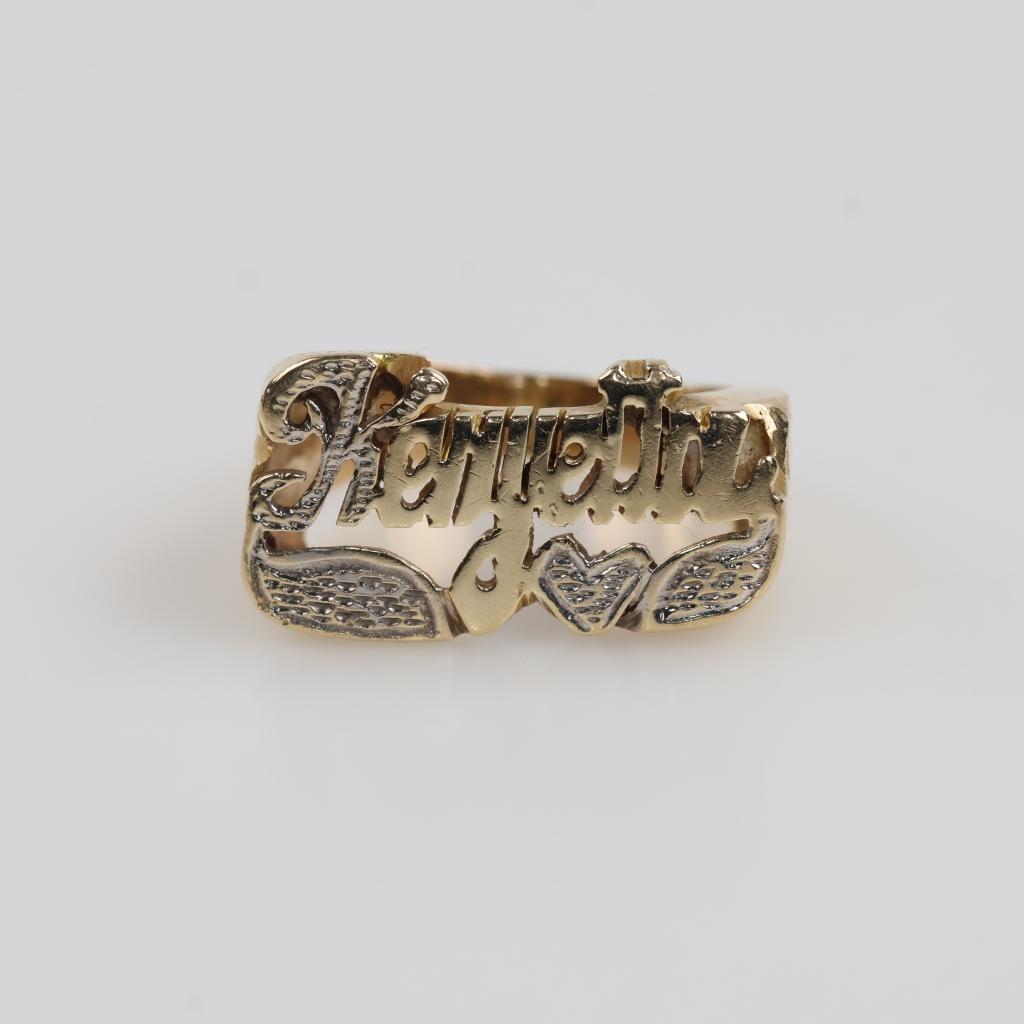 10kt Gold Two-tone Cursive ID Ring | Property Room