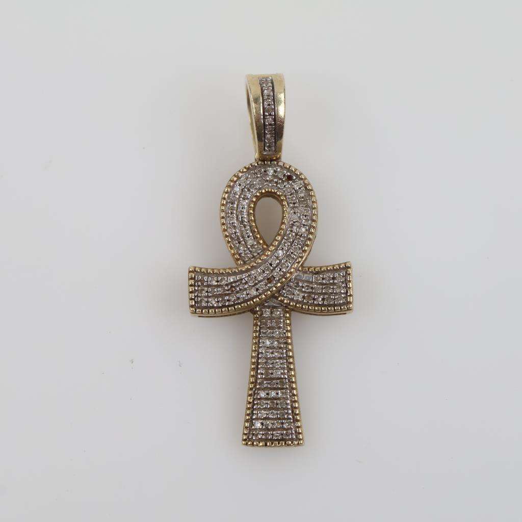 10kt Gold Two-tone Diamond Ankh Pendant | Property Room
