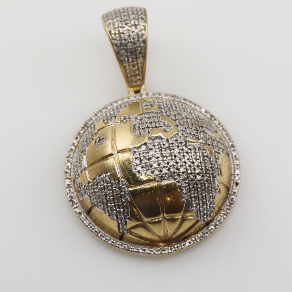 10kt Gold Two-tone Diamond Globe Pendant | Property Room