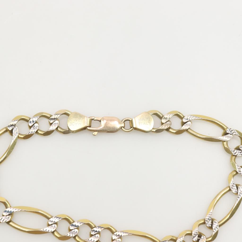 10kt Gold Two-tone Figaro Chain Bracelet | Property Room