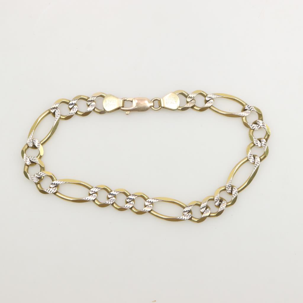 10kt Gold Two-tone Figaro Chain Bracelet | Property Room