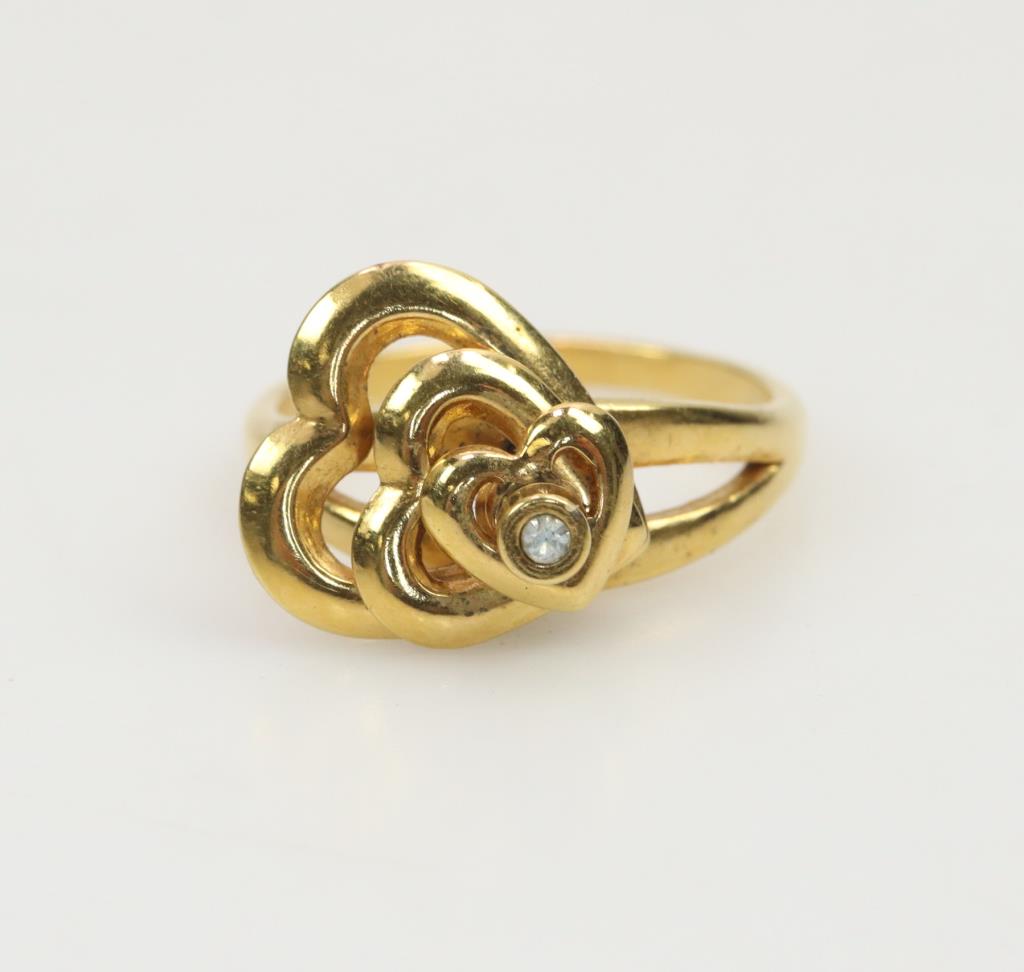 10kt GP Clear Stone Spinner Heart Ring | Property Room