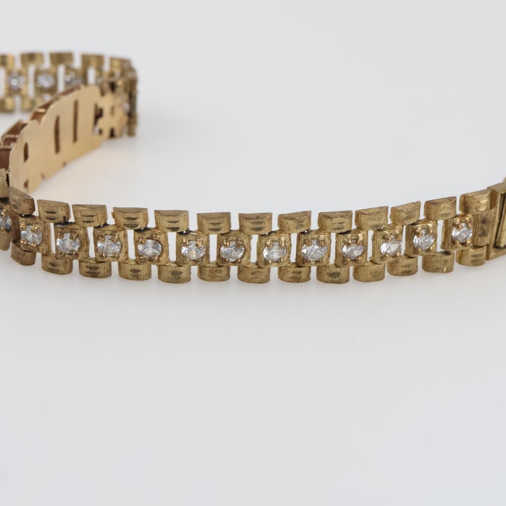 10kt GP Two Tone Gold Clear Stone Bracelet | Property Room
