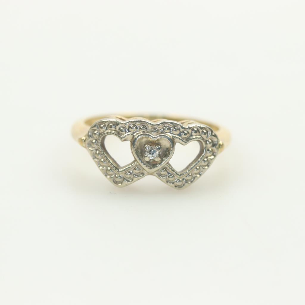 10kt Old Diamond Double Heart Ring | Property Room