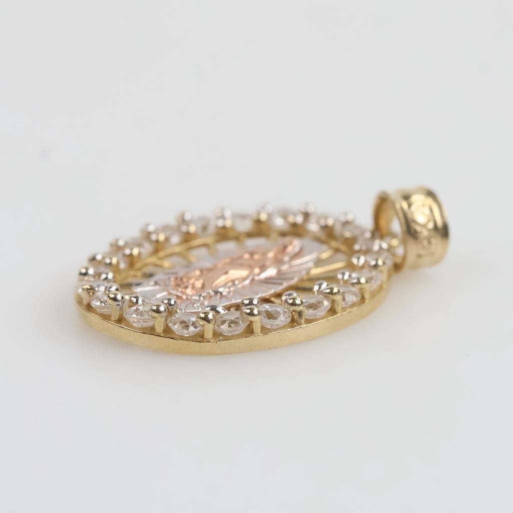 10kt Tri Color Gold Clear Stone Pendant | Property Room