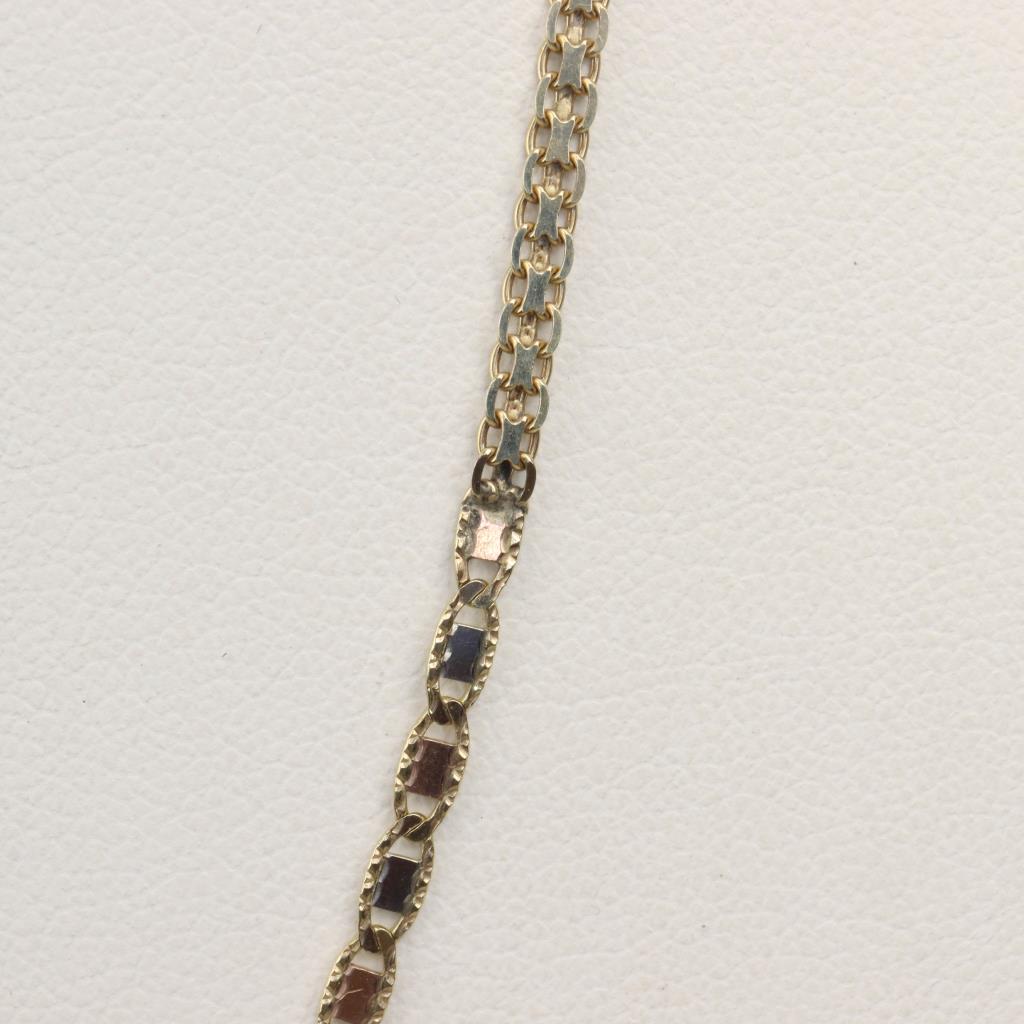10kt Tri Color Gold Panel Link Necklace | Property Room