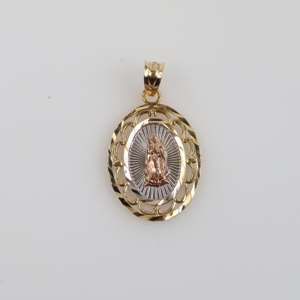 10kt Tri Color Gold Religious Oval Pendant | Property Room