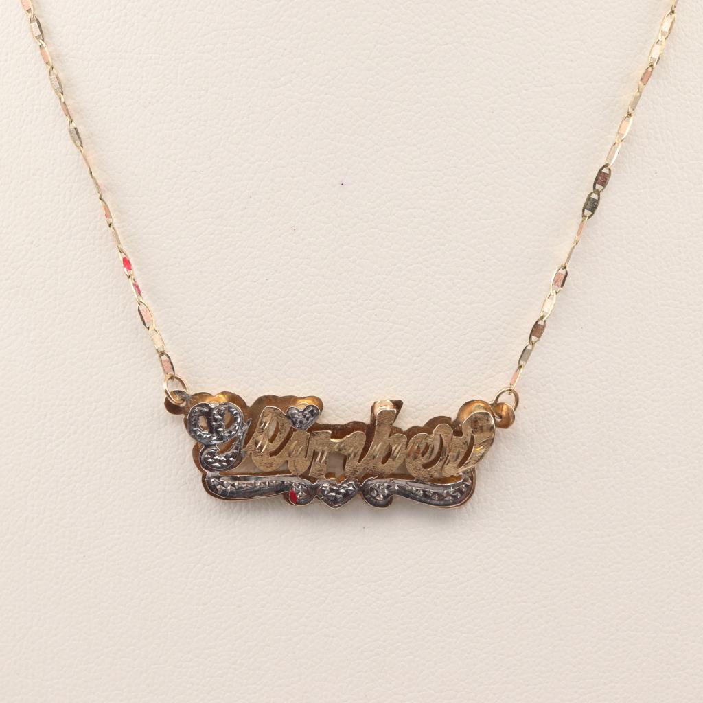 10kt Tri-color Gold Name Plate Necklace | Property Room