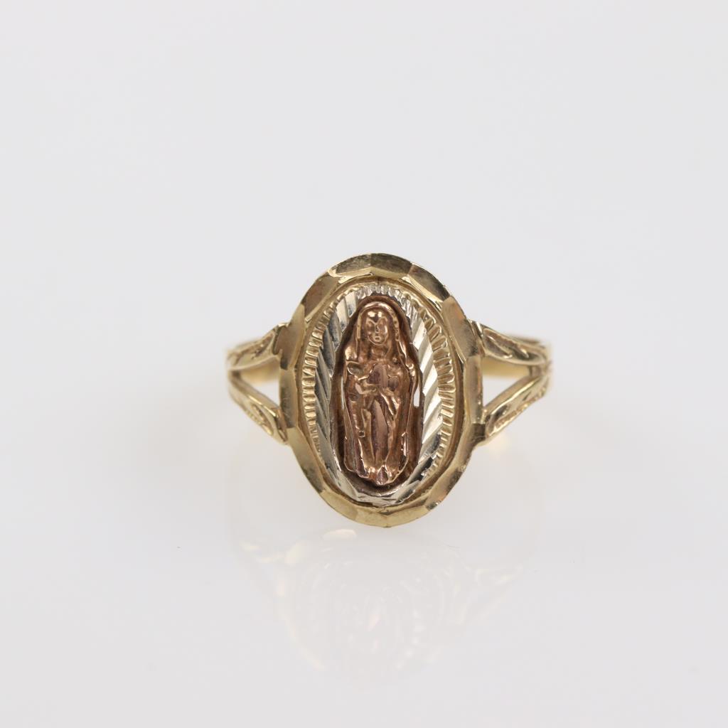 10kt Tri-Color Gold Religious Ring | Property Room
