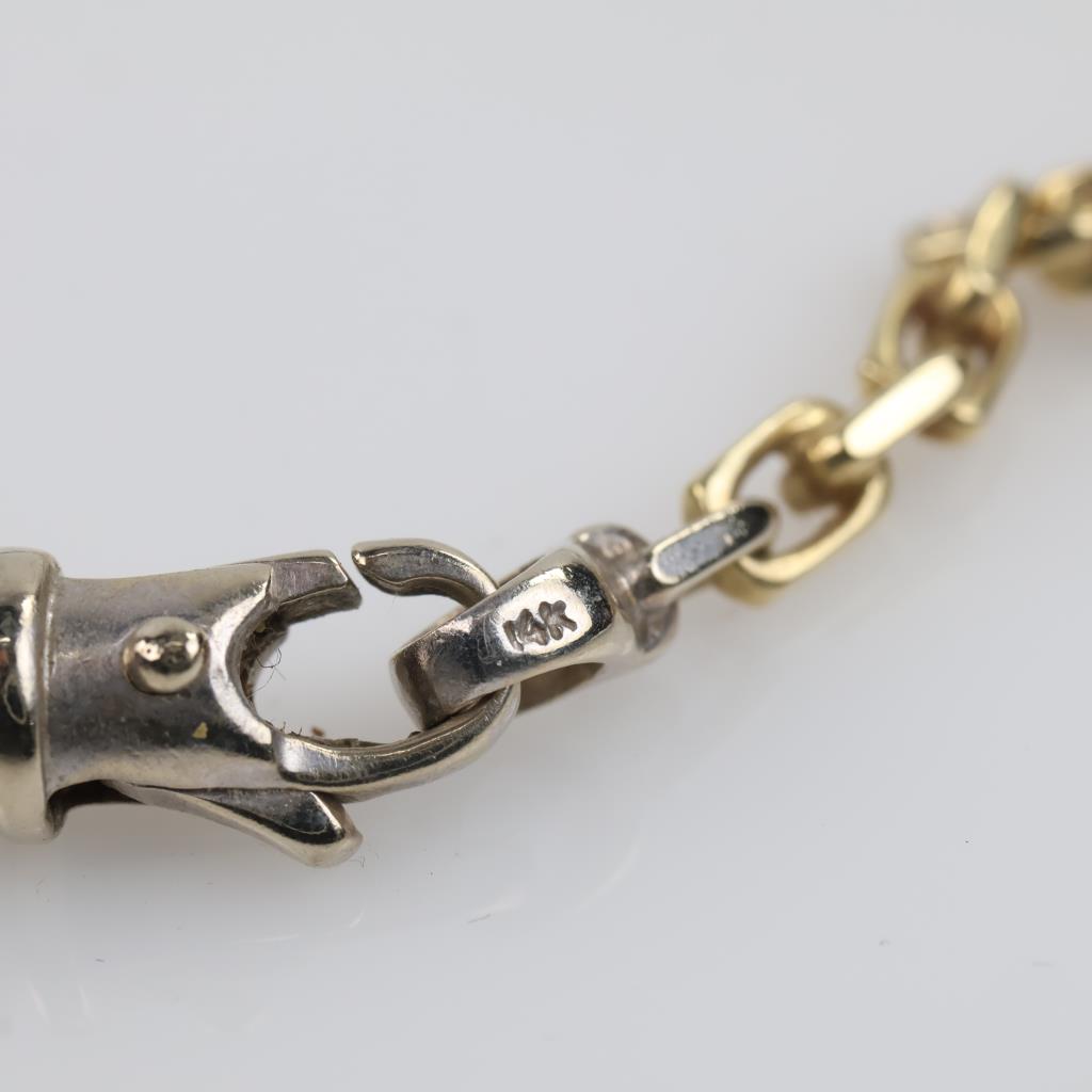 10kt Two Tone Gold Barrel Spring Link Chain Necklace-Evaluated By Our ...
