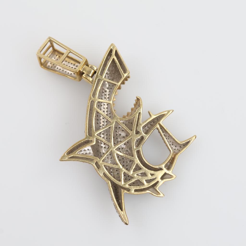 10kt Two Tone Gold Diamond Shark Pendant | Property Room