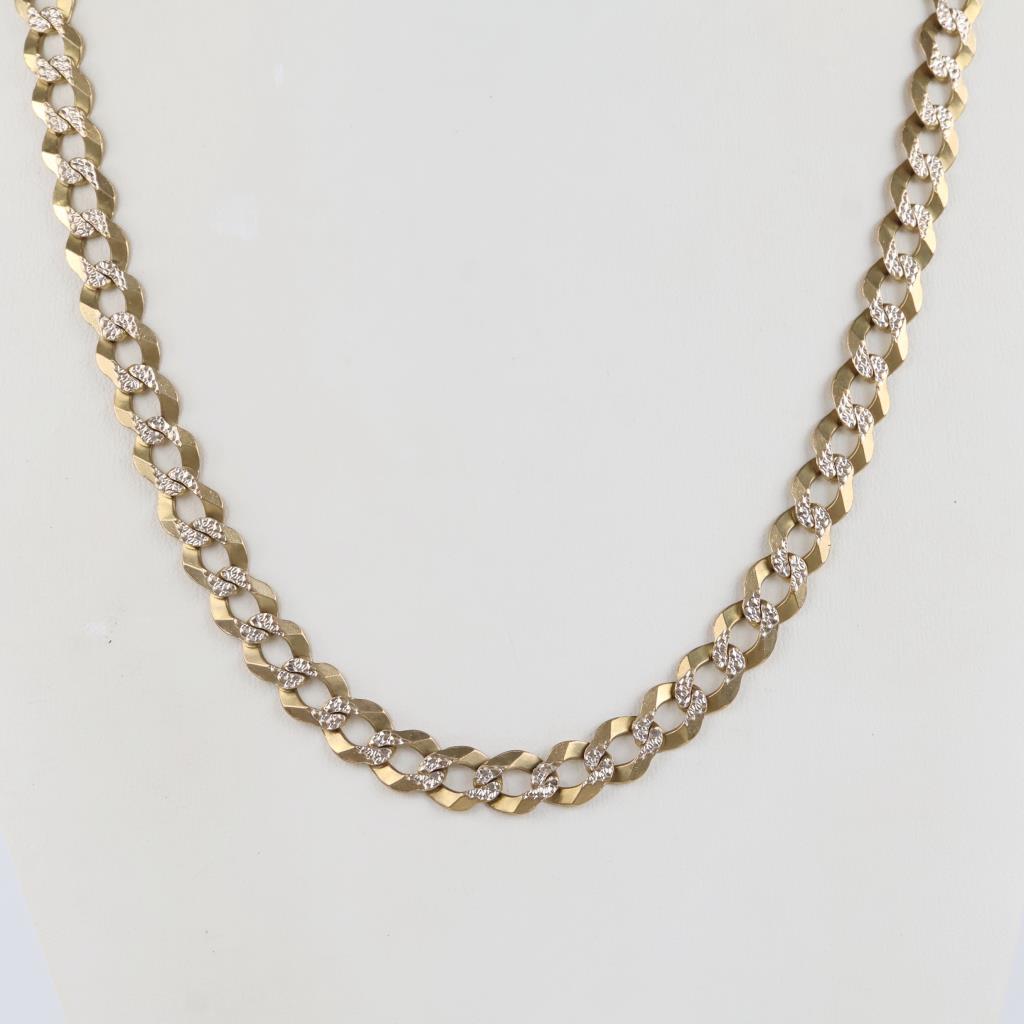 10kt Two Tone Gold Flat Curb Link Chain Necklace-Evaluated By Our ...