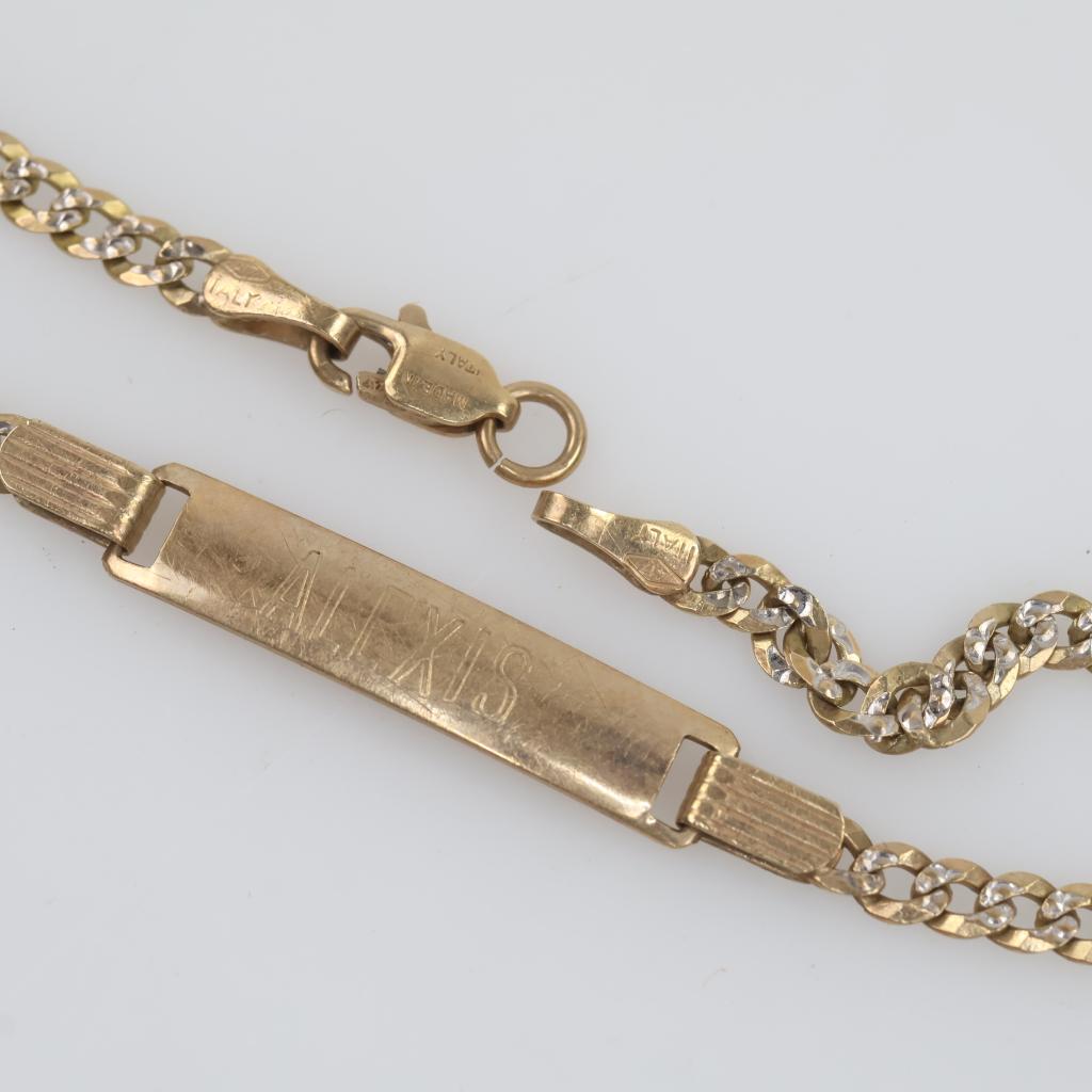 10kt Two Tone Gold Name Plate Bracelet | Property Room