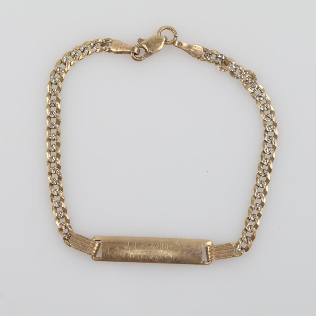 10kt Two Tone Gold Name Plate Bracelet | Property Room
