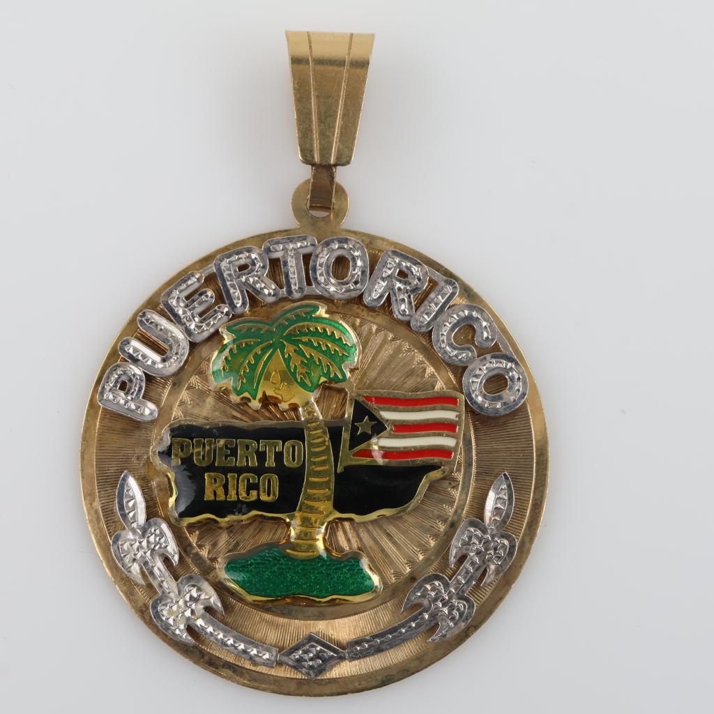 10kt Two Tone Gold Puerto Rico Pendant | Property Room