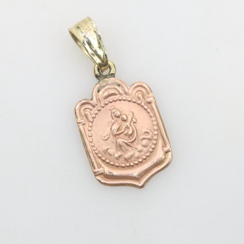 10kt Two Tone Gold Religious Pendant | Property Room