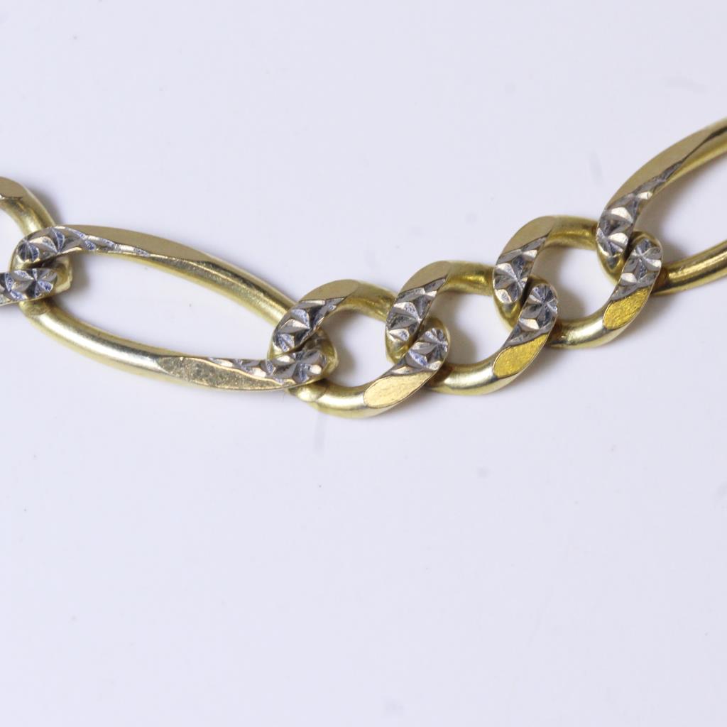 10kt Two-Tone Gold 10g Figaro Chain Bracelet | Property Room