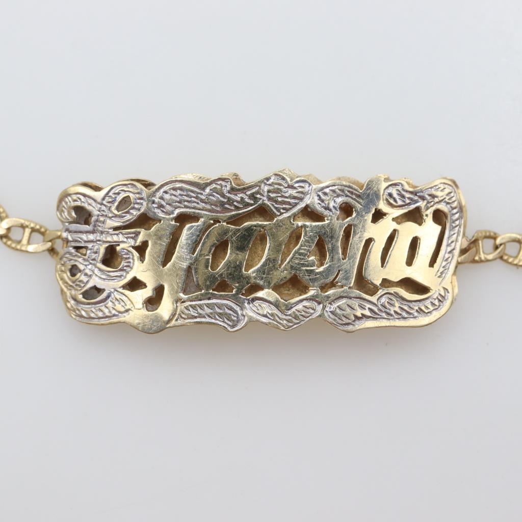 10kt Two-Tone Gold Flat Mariner Chain Personalized Bracelet | Property Room