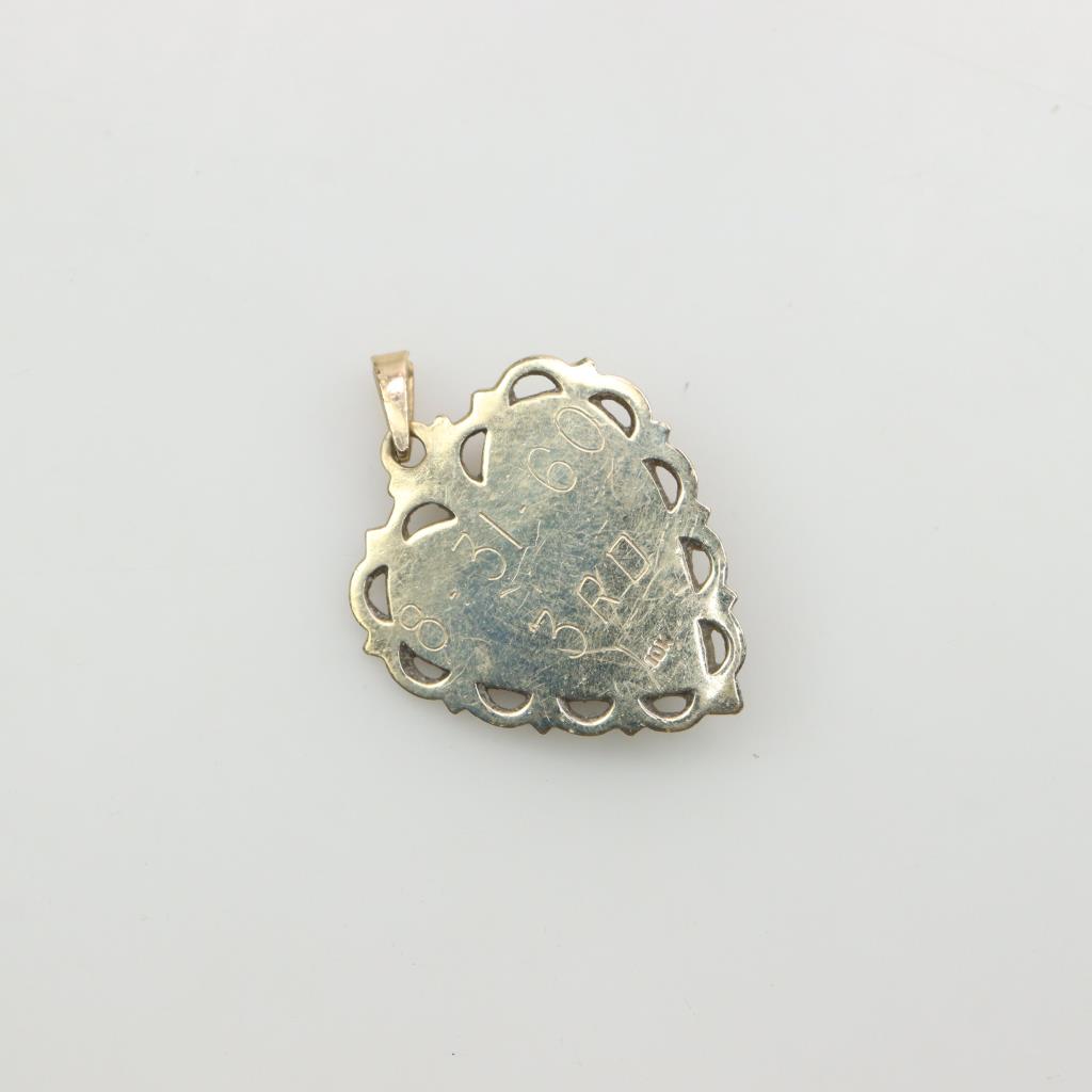 10kt Two-Tone Gold Heart Cross Religious Pendant | Property Room