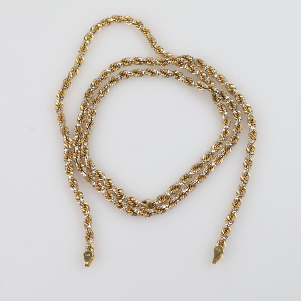 10kt Two-Tone Gold Rope Chain Necklace | Property Room