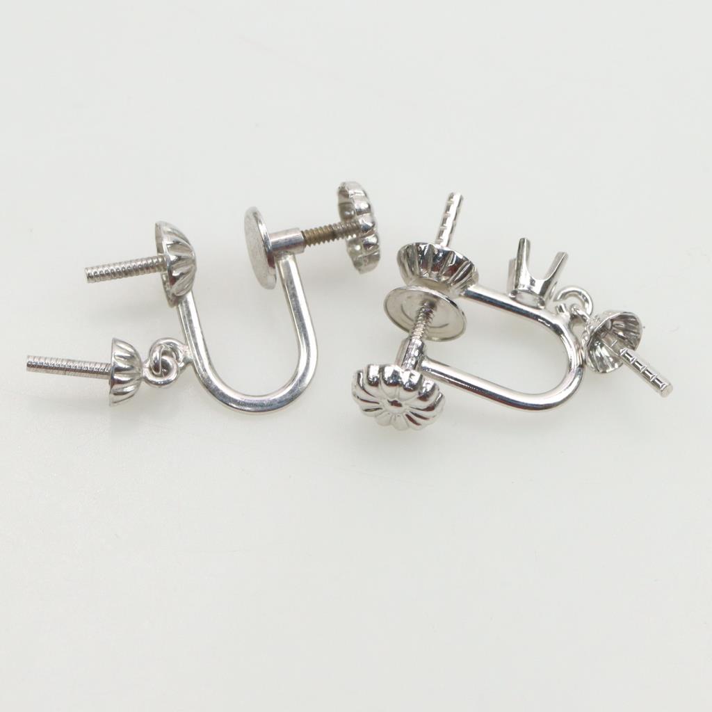 10kt White Gold Screw Back Clip On Mismatched Earring Findings ...