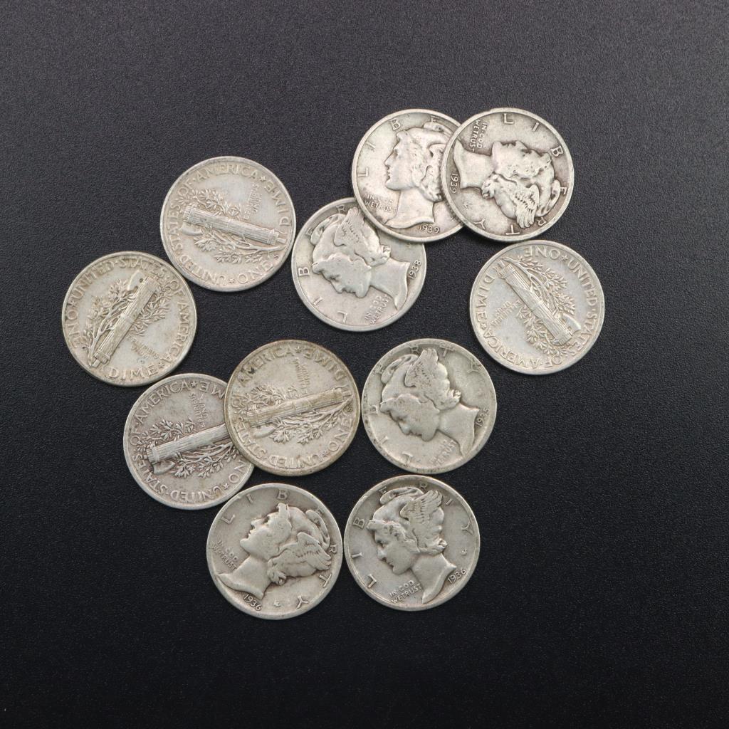 11 Mercury Silver Dimes | Property Room