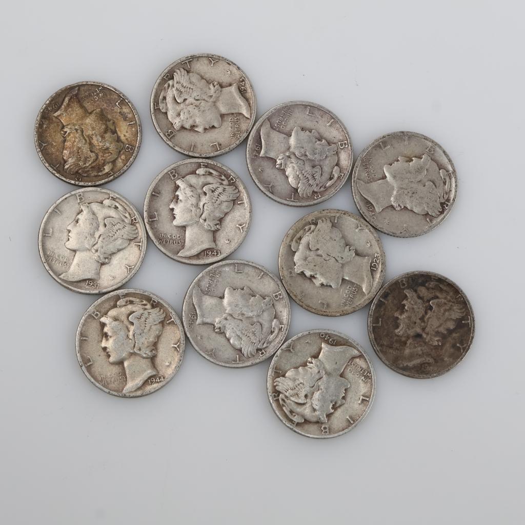 11 US Silver Mercury Dimes | Property Room