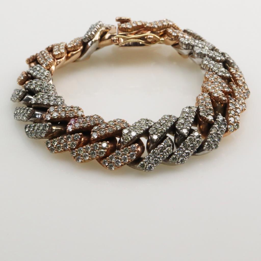 11.91CtTW Diamond 14kt Two-Tone Gold Incrusted Bracelet - Evaluated By ...