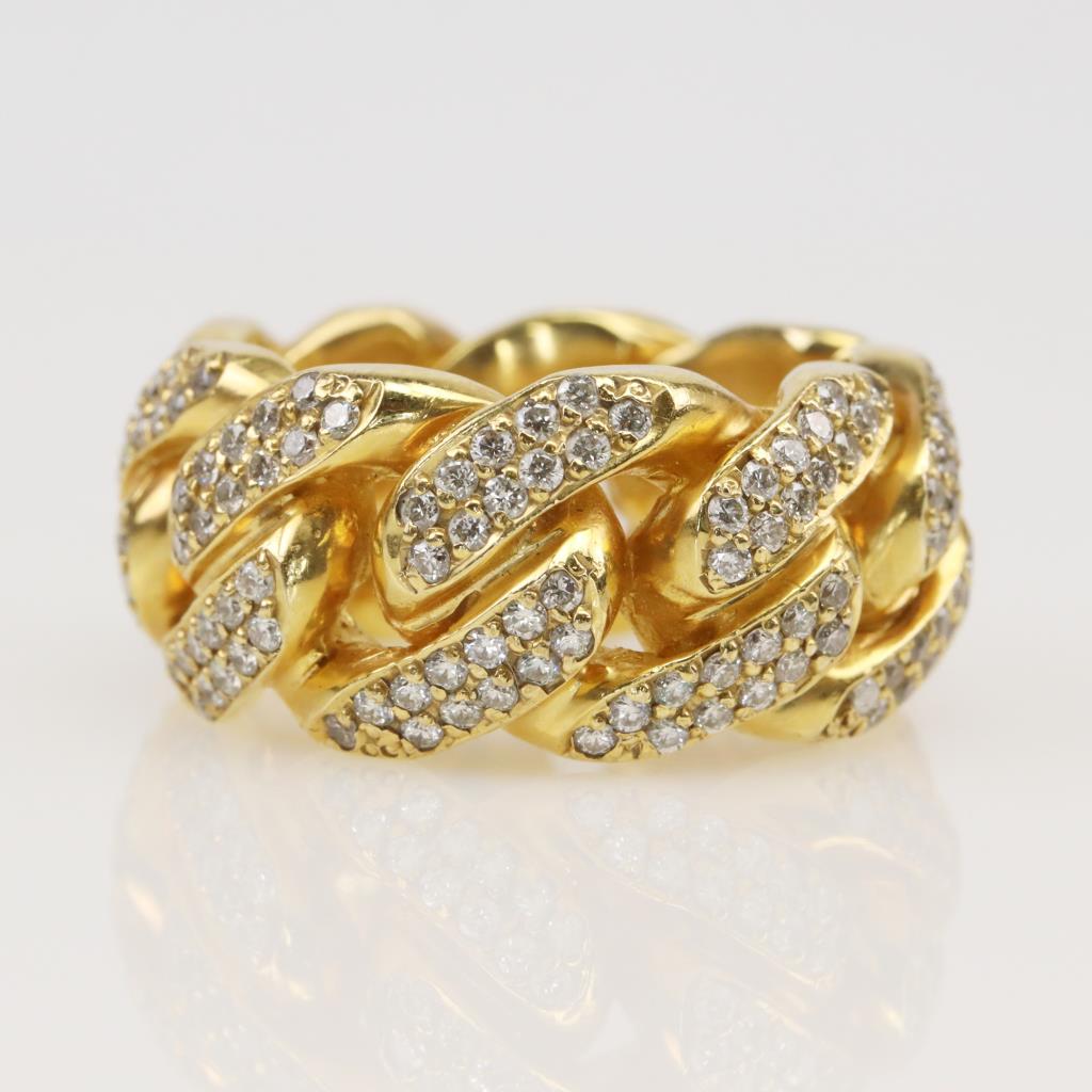 1.20ctTW Diamond 10kt Gold Curb Link Ring - Evaluated By Our Certified ...