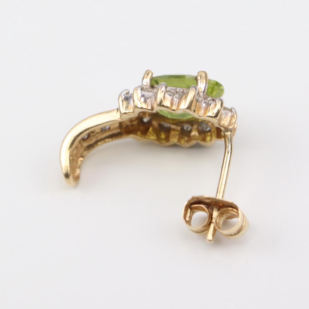 12kt Gold Diamond And Green Stone Single Earring | Property Room