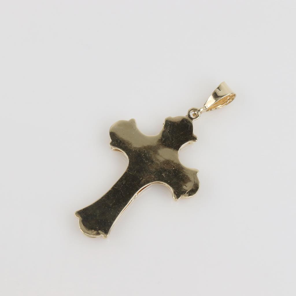 1.44ctTW Diamond 14kt Gold Solid Back Cross Pendant - Evaluated By Our ...