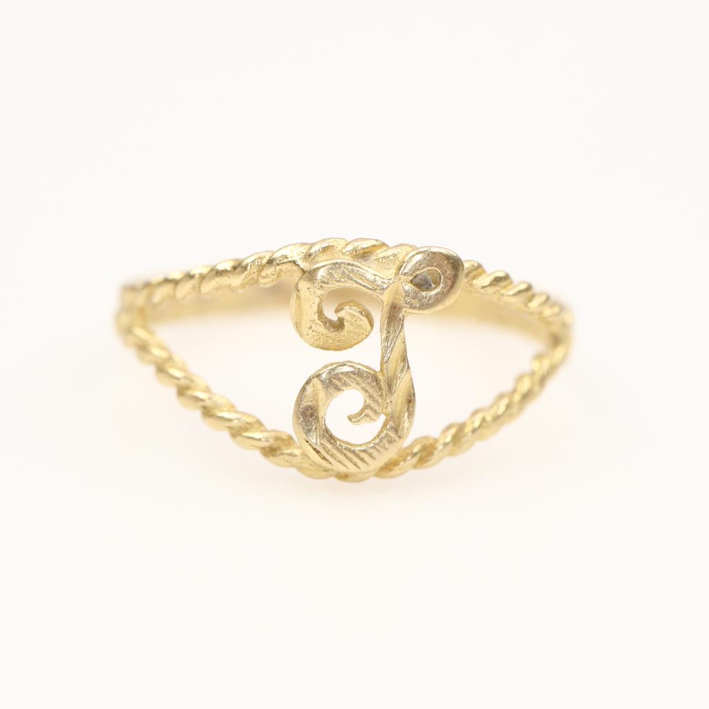 14k Gold Letter Script Ring | Property Room