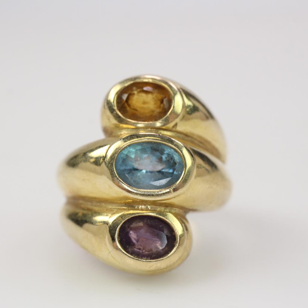 14k Gold Tri Colored Stone Ring | Property Room