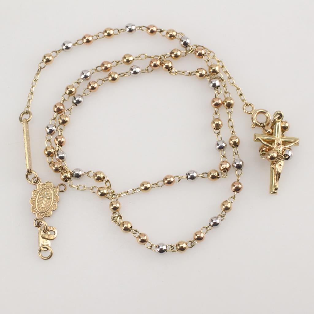 14k Gold Tri-Colored Rosary | Property Room