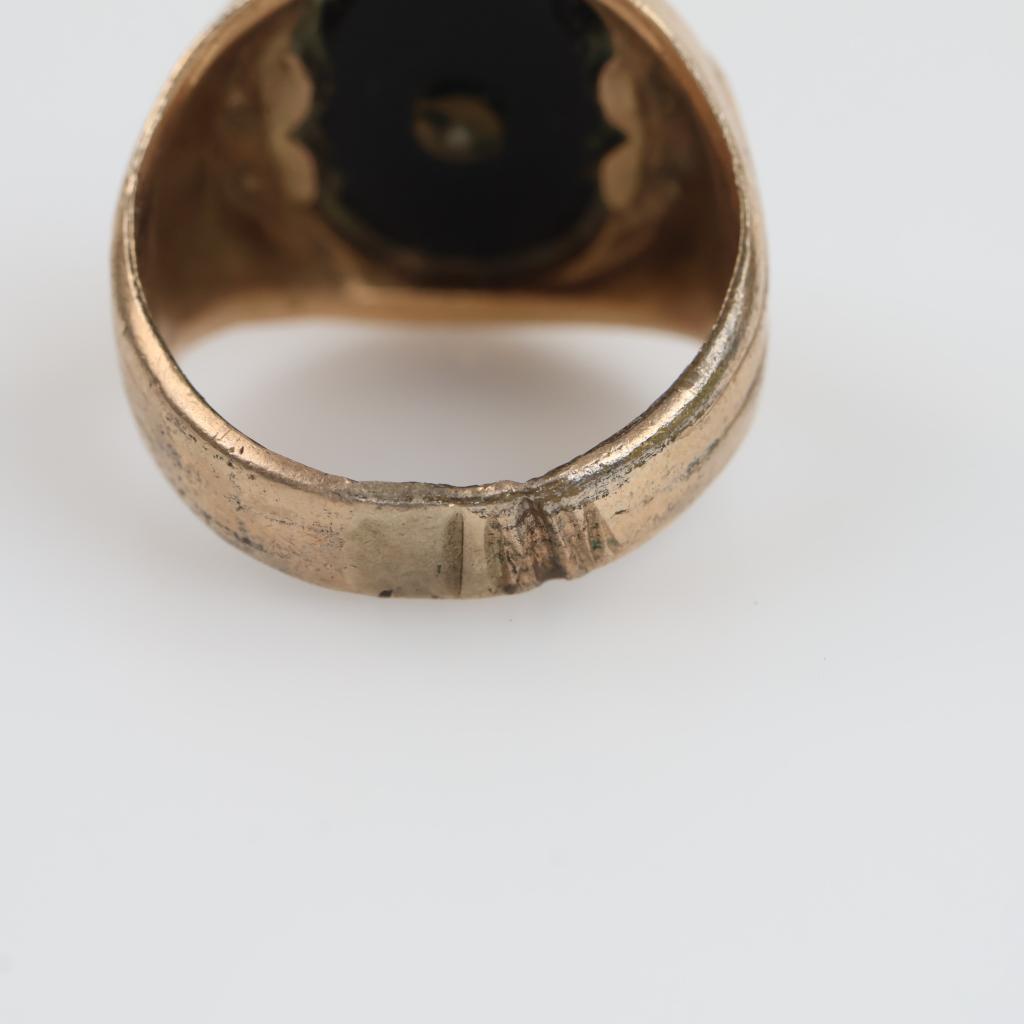 14kt Gf Black And Clear Stone Ring Property Room
