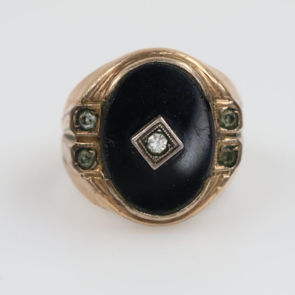 14kt Gf Black And Clear Stone Ring Property Room
