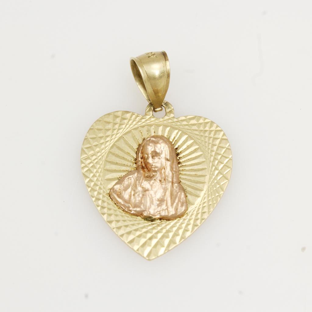 14kt Gold 3.0g Heart Shaped Religious Pendant | Property Room
