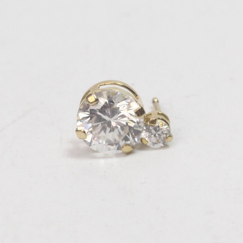 14kt Gold .8g Earring With Clear Stones | Property Room