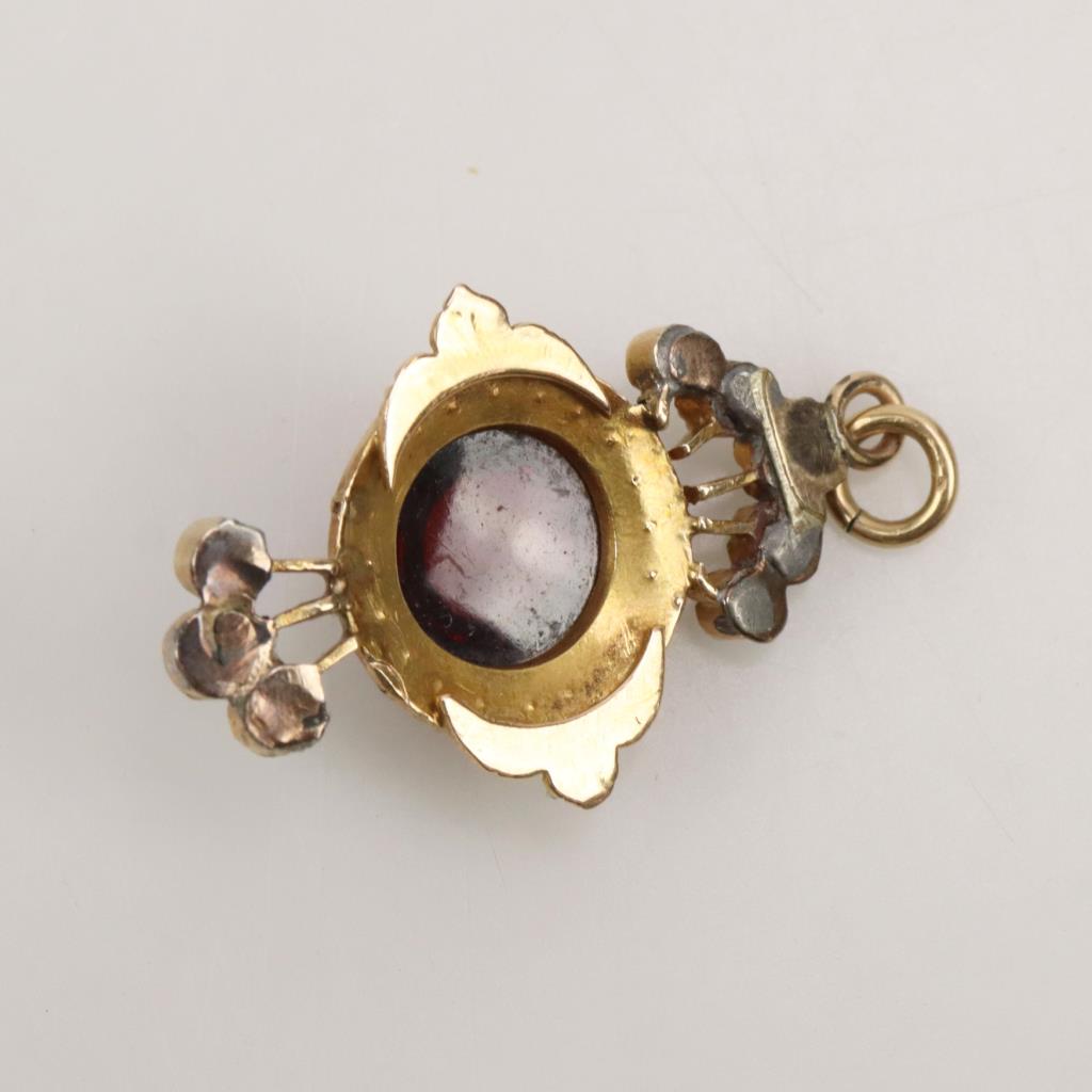 14kt Gold Antique Garnet Pearl Pendant | Property Room