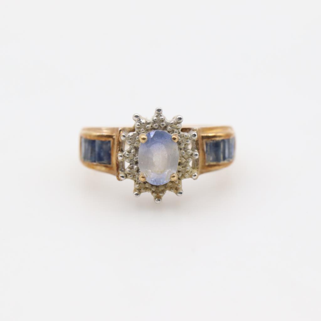 14kt Gold Blue Stone Clear Stone Accent Ring | Property Room
