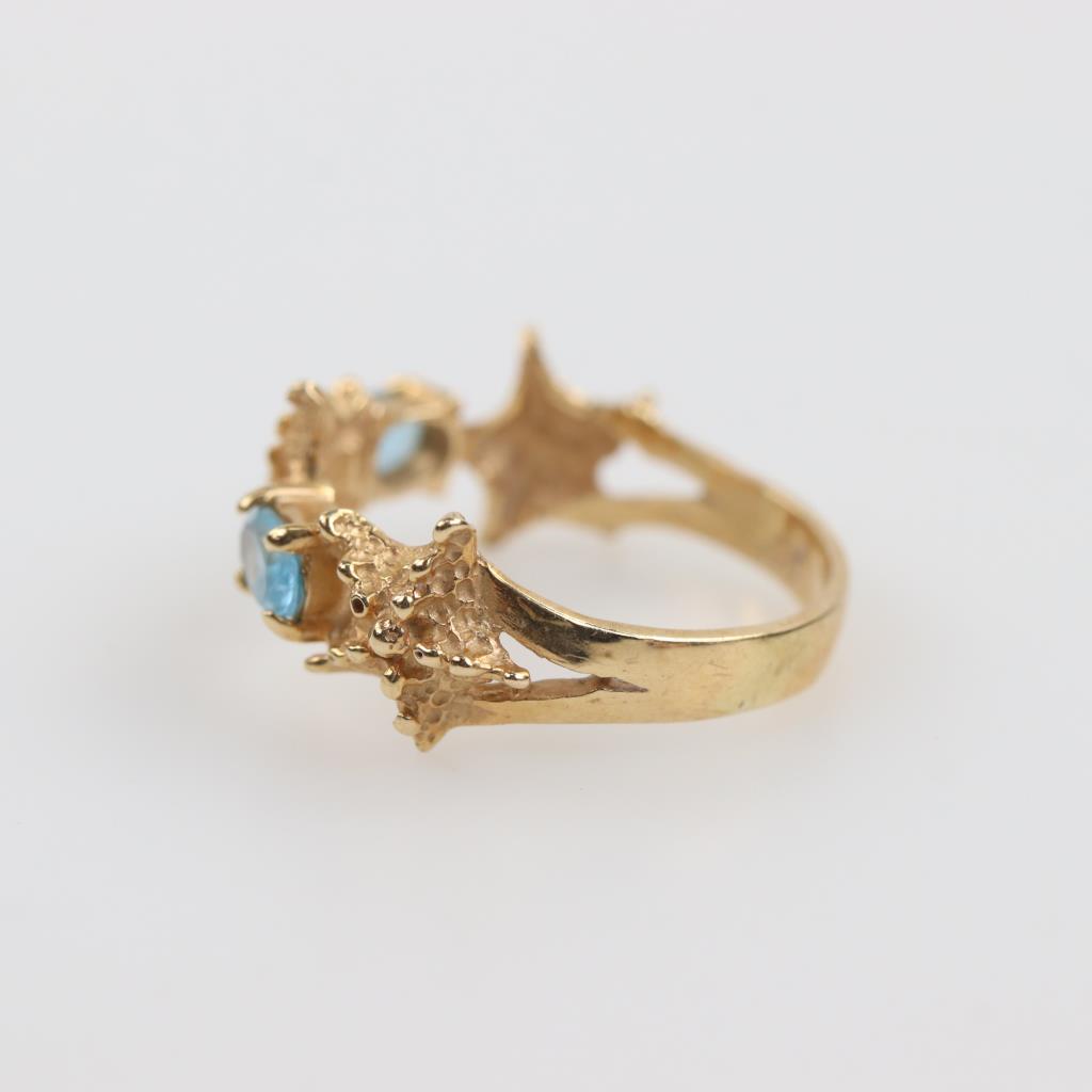 14kt Gold Blue Topaz Starfish Ring | Property Room