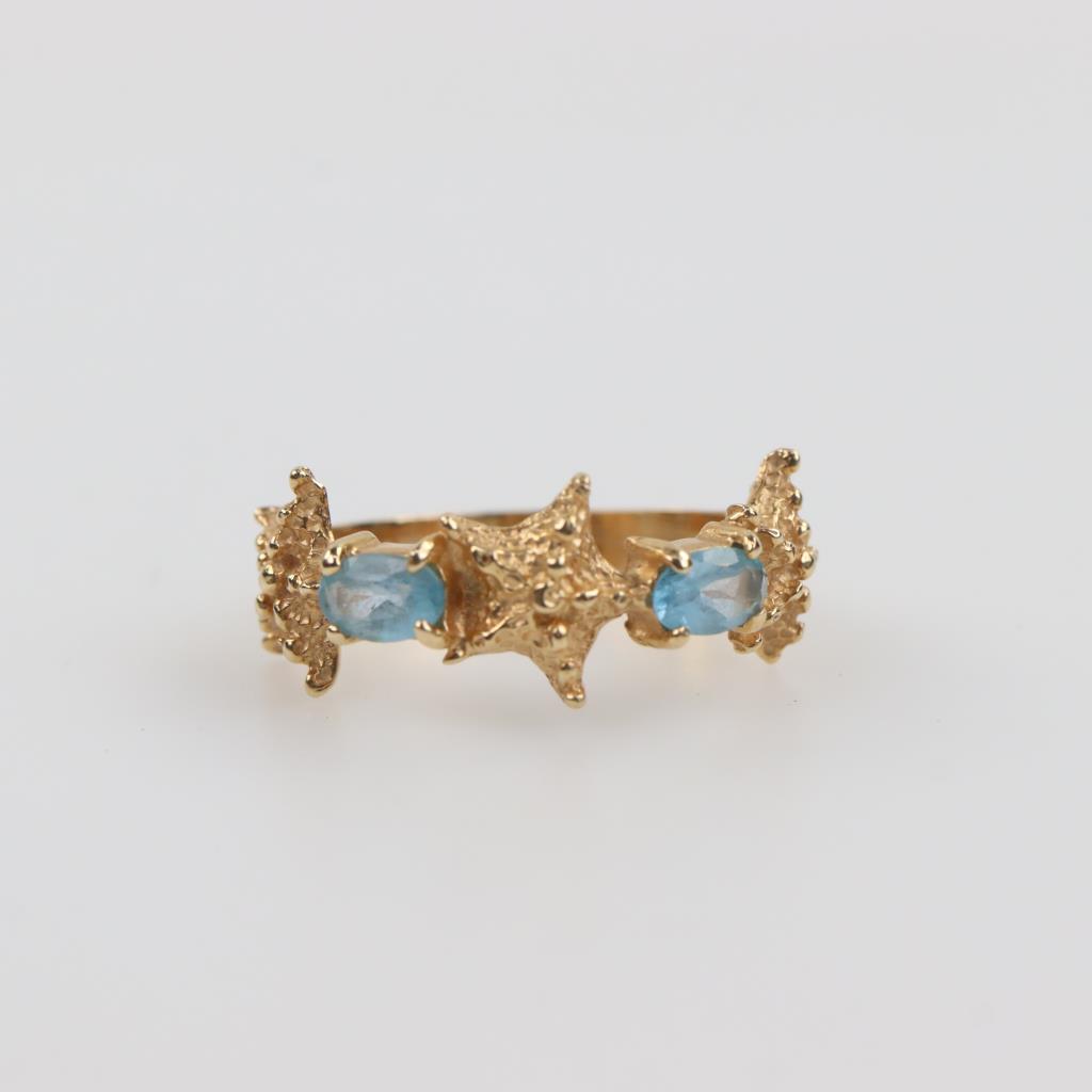 14kt Gold Blue Topaz Starfish Ring | Property Room