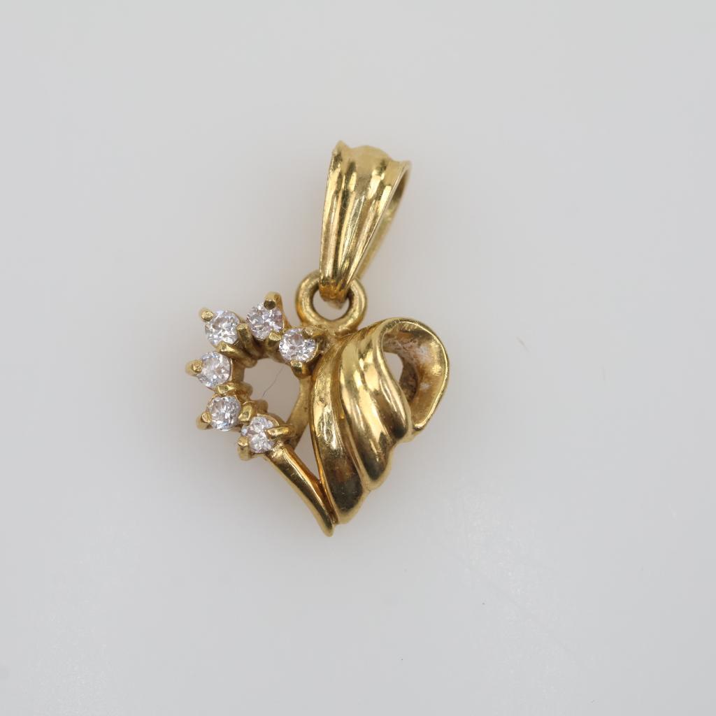 14kt Gold Clear Stone Heart Pendant | Property Room