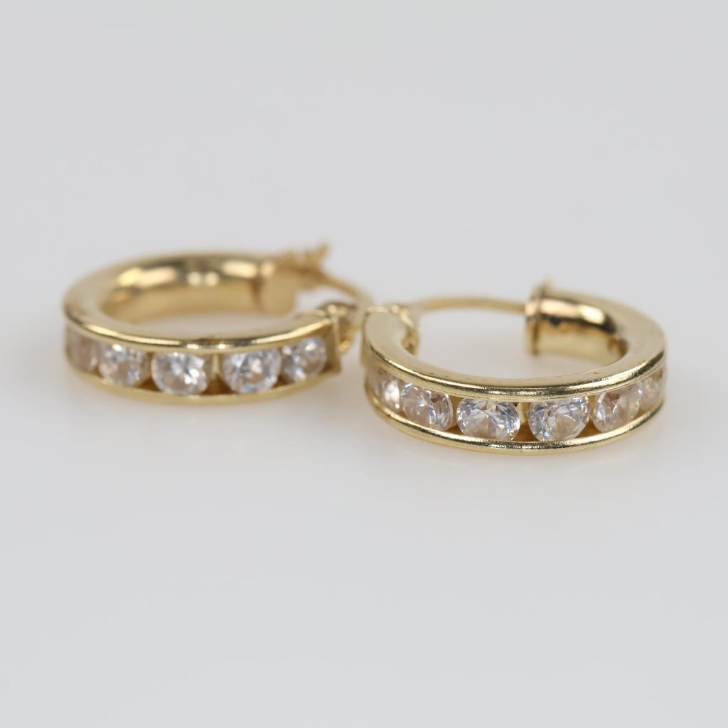 14kt Gold Clear Stone Hoops | Property Room