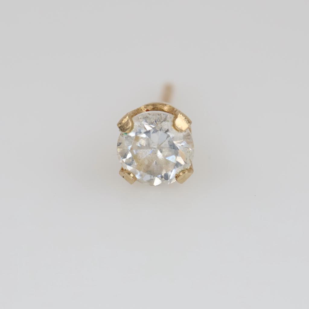 14kt Gold Clear Stone Single Earring | Property Room