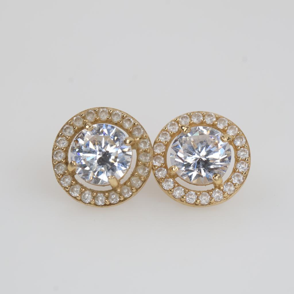 14kt Gold Clear Stone Stud Earrings | Property Room