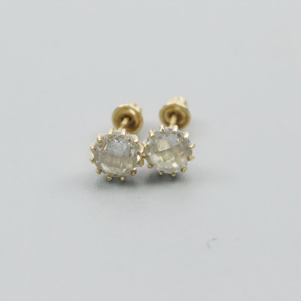 14kt Gold Clear Stone Stud Earrings | Property Room