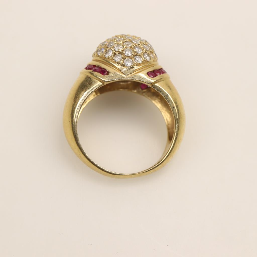 14kt Gold Cubic Zirconia And Ruby Dome Ring | Property Room