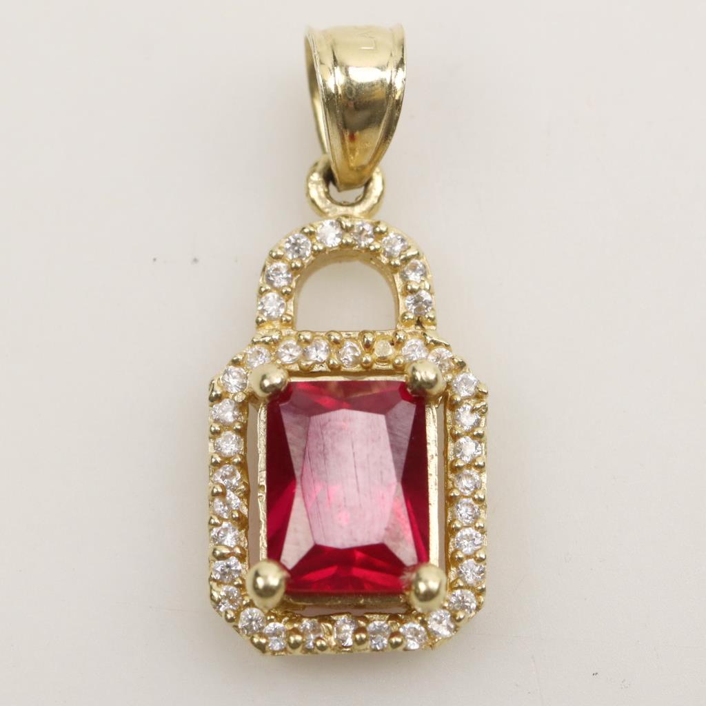 14kt Gold Cubic Zirconia And Ruby Pendant | Property Room
