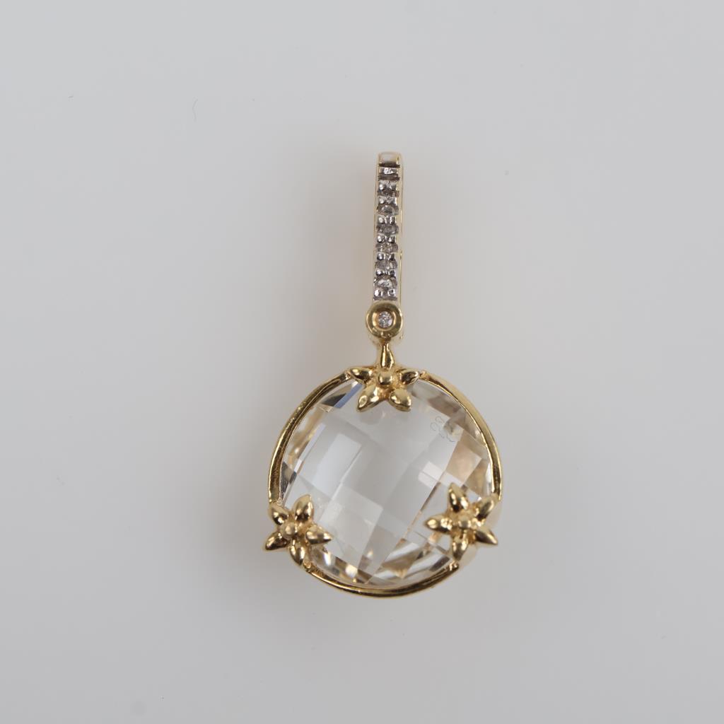 14kt Gold Diamond Clear Stone Pendant | Property Room